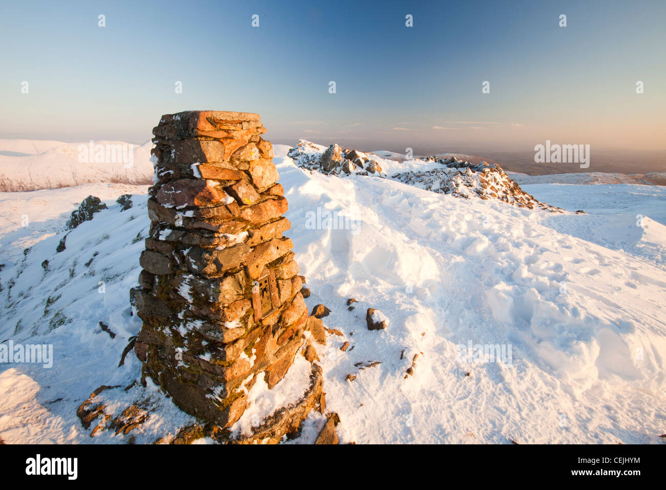 Footsteps leading up to the summit Trig Point on Red Screes, Lake ...