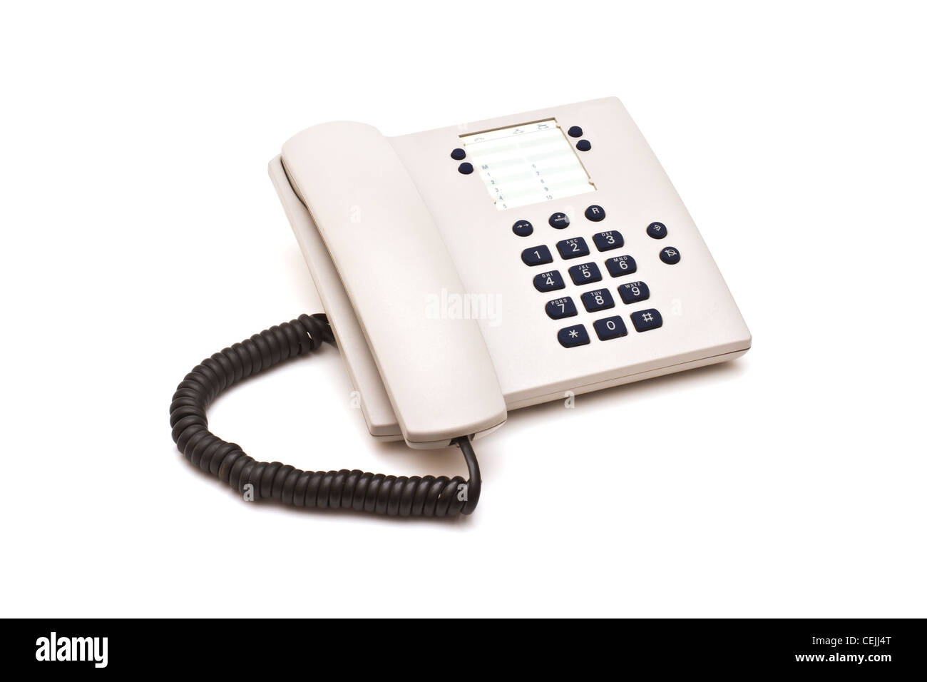 Grey plastic telephone on white background Stock Photo - Alamy