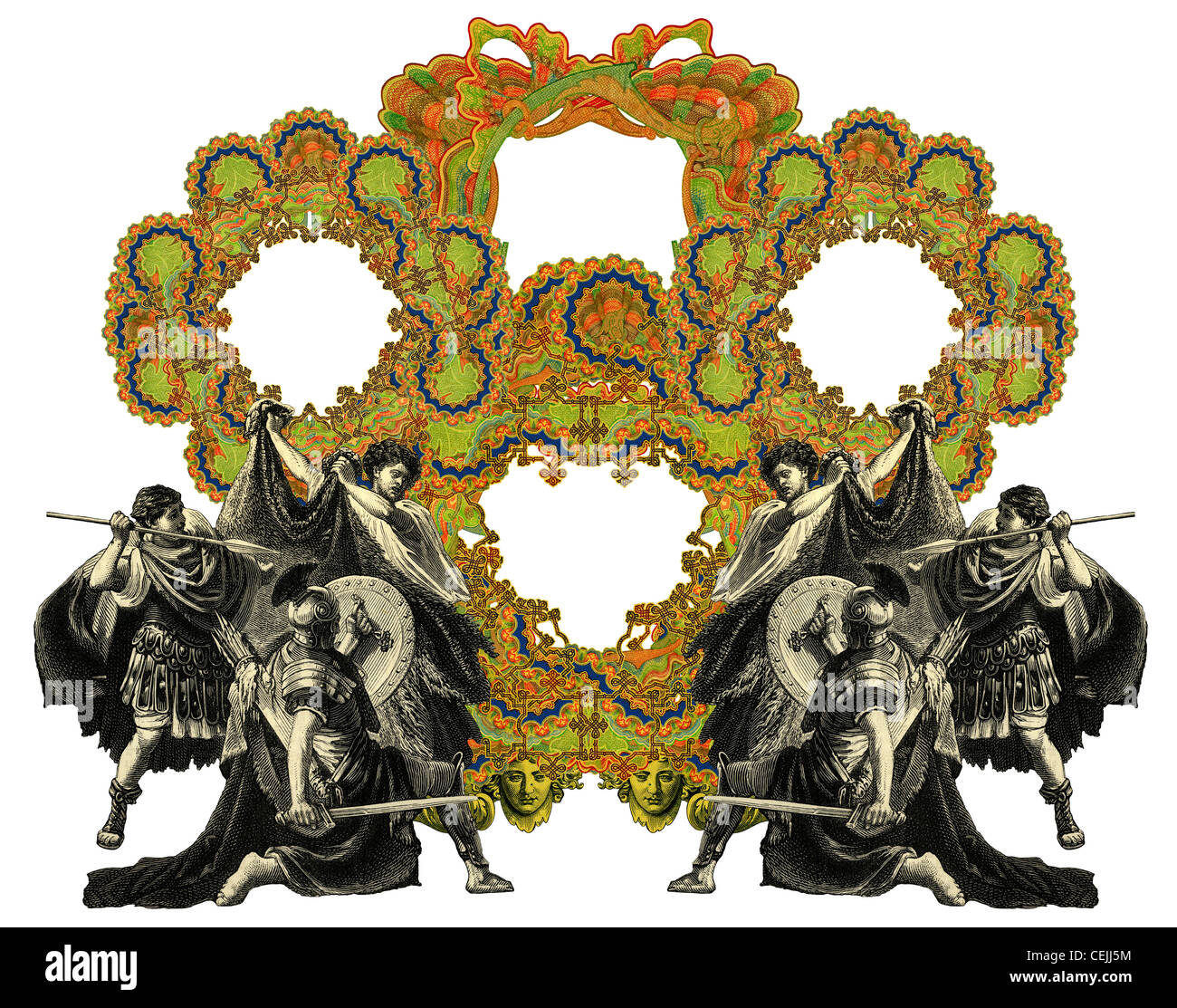 Luxurious Victorian frame, with a gladiator Stock Photo - Alamy