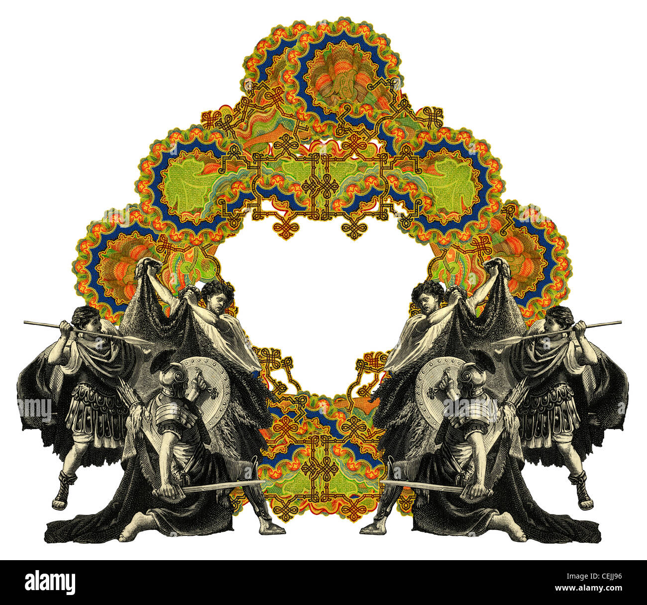 Luxurious Victorian frame, with a gladiator Stock Photo - Alamy