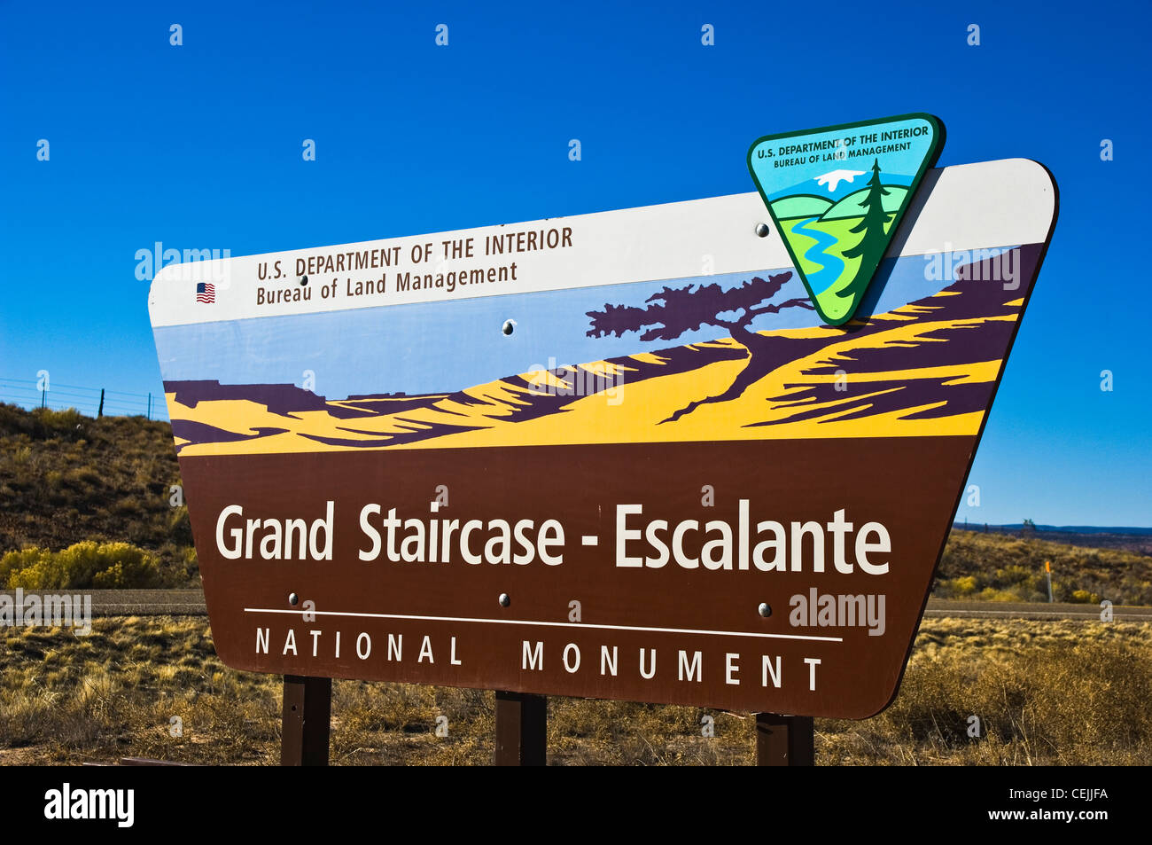 Grand staircase escalante national monument sign hi-res stock ...