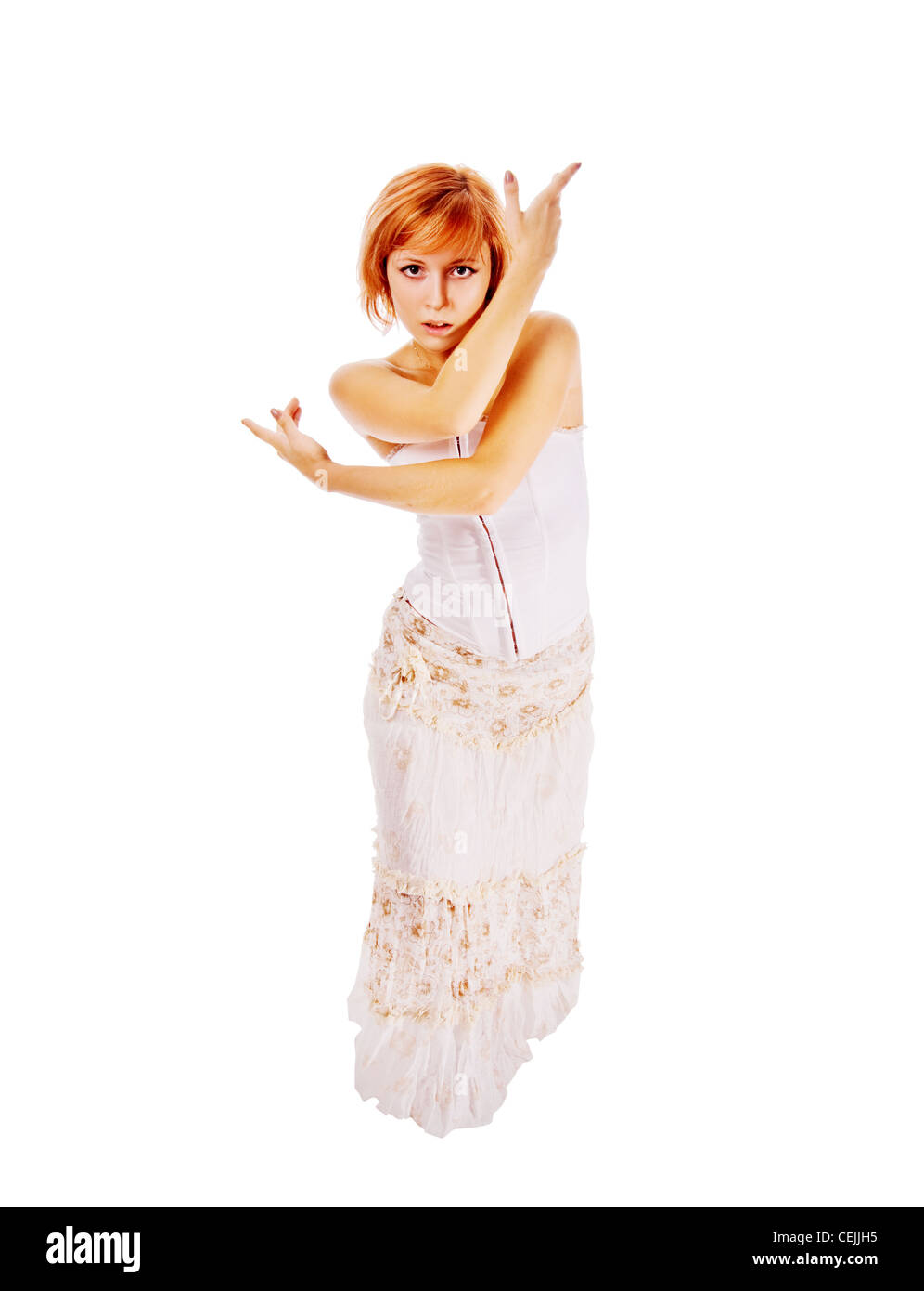 Beautiful red dancer isolated on white background Stock Photo - Alamy