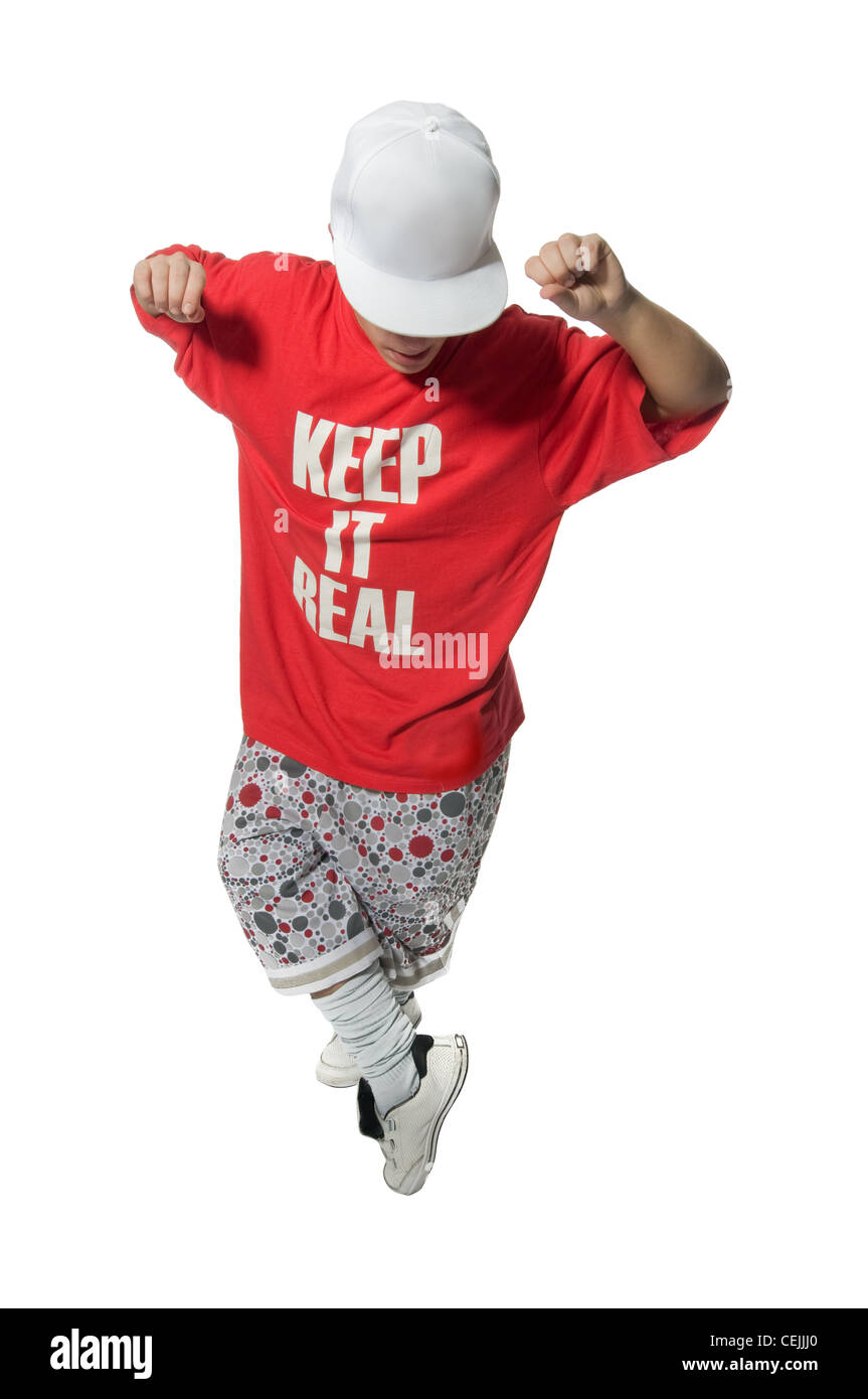 Cool young hip-hop dancer on white background Stock Photo - Alamy