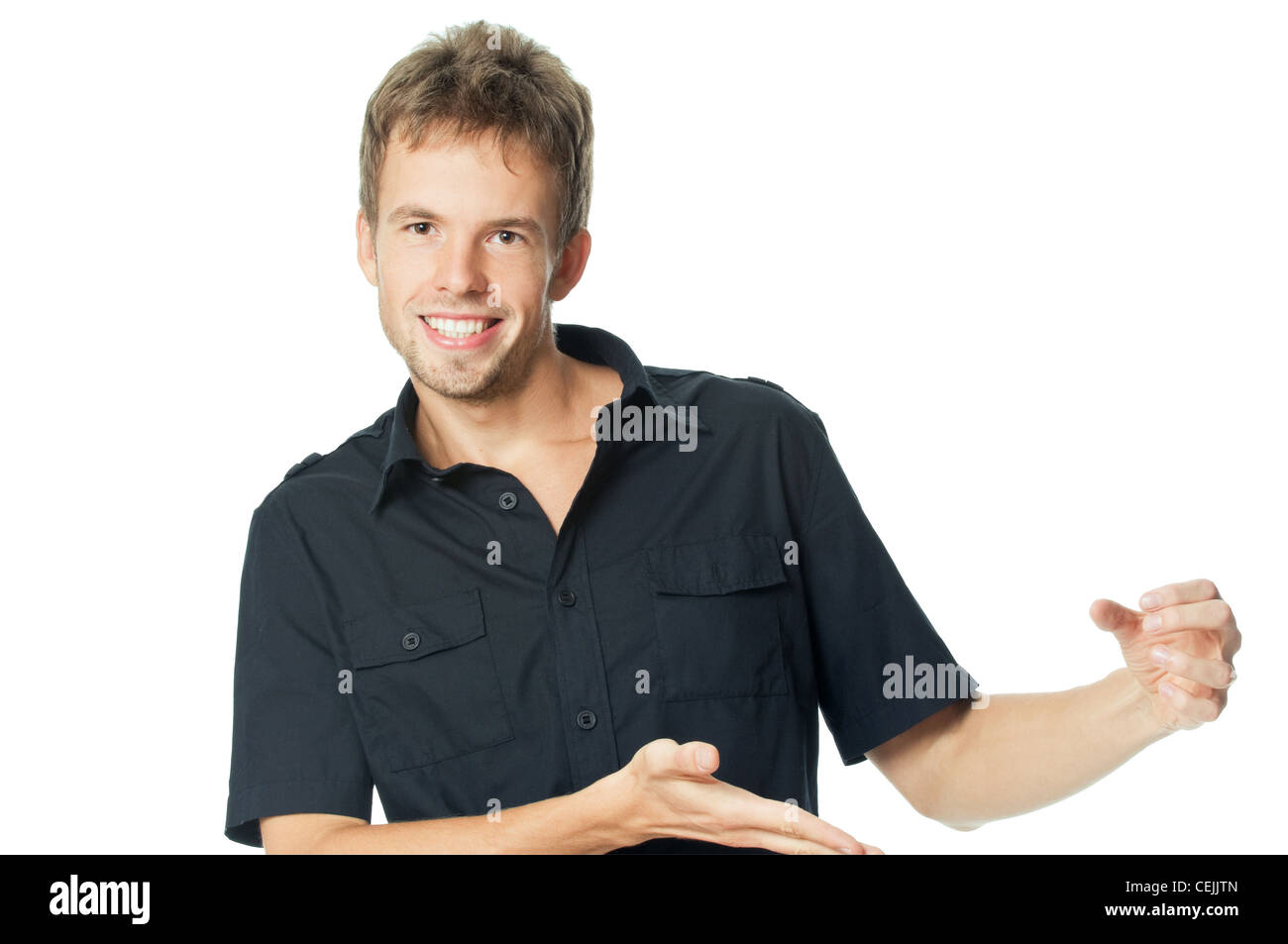 Young man standing isolated on white background Stock Photo - Alamy