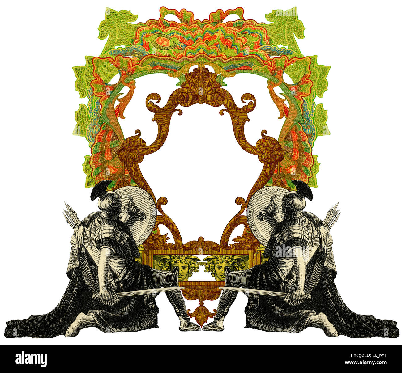 Luxurious Victorian frame, with a gladiator Stock Photo - Alamy