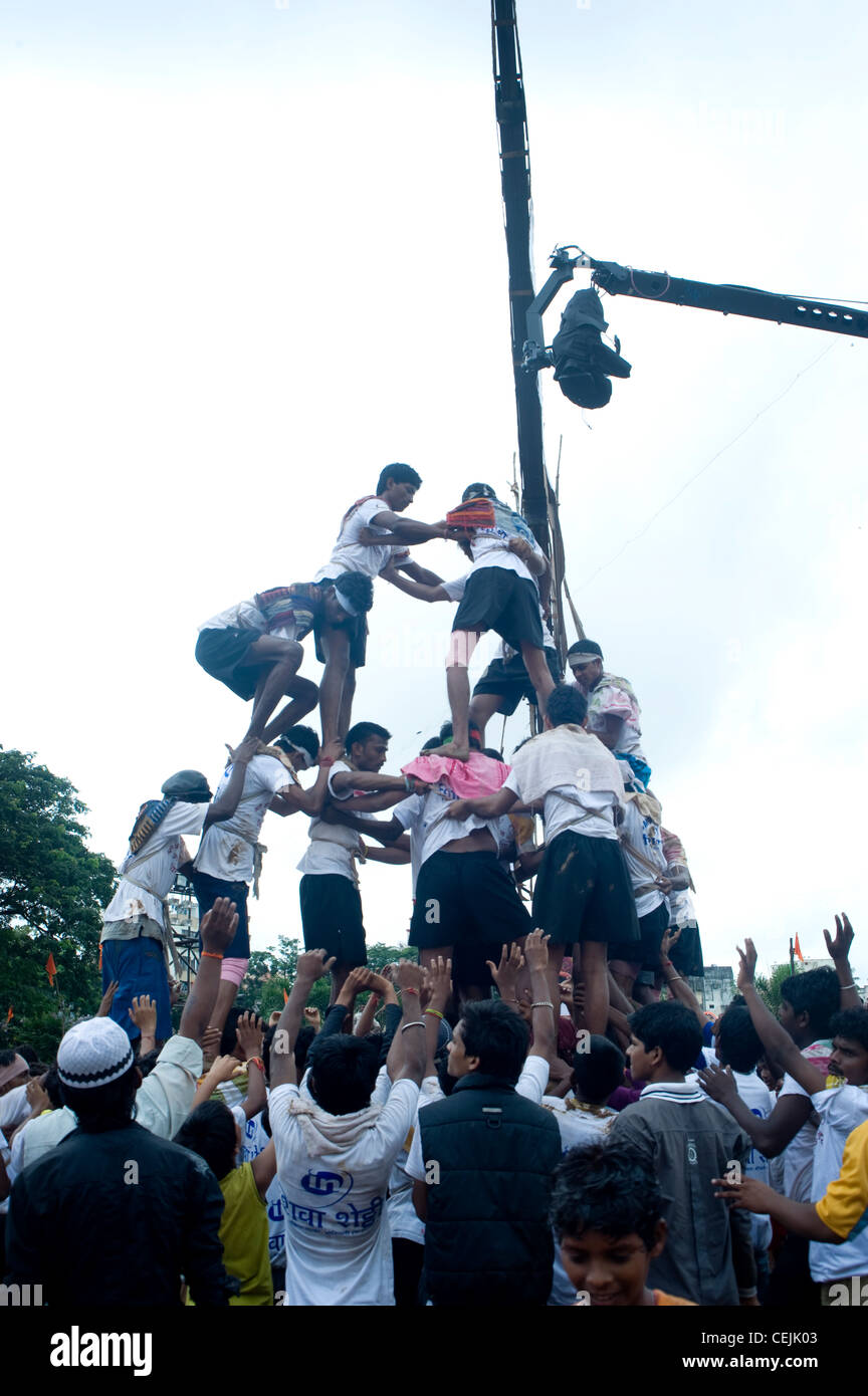 Govinda's forming human pyramid as part of Dahi Handi festival in ...