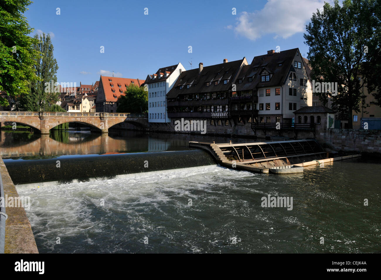 The Max bridge over the river Pegnits in Nuremberg, Germany Stock Photo ...