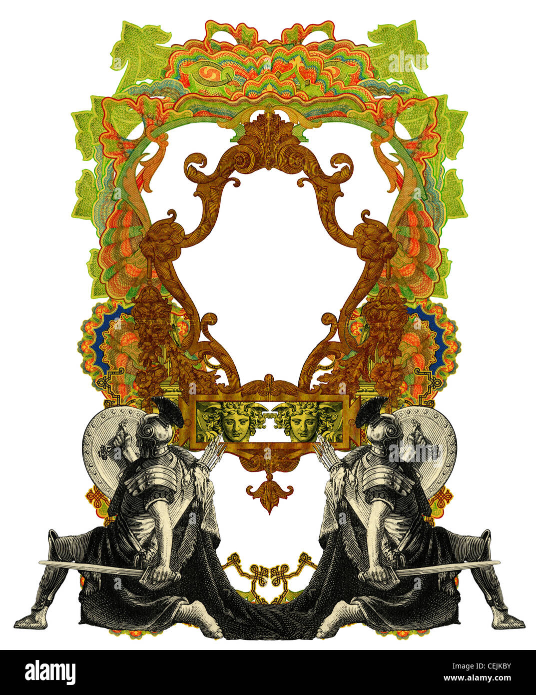 Luxurious Victorian frame, with a gladiator Stock Photo - Alamy