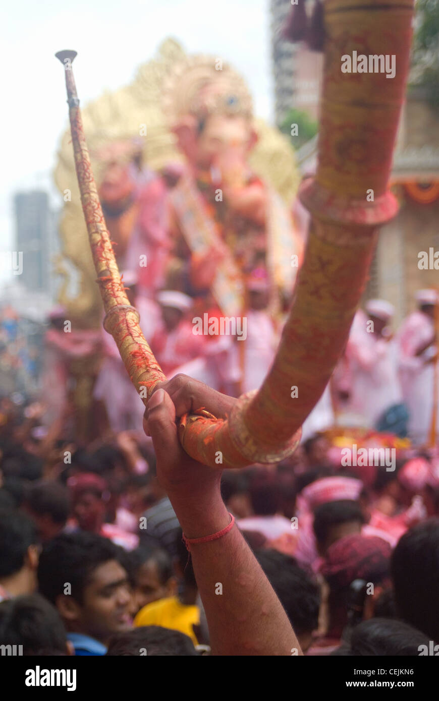 Celebrating Ganesha - Hand holding Trumpet, Lalbaughcha Raja Ganesha ...