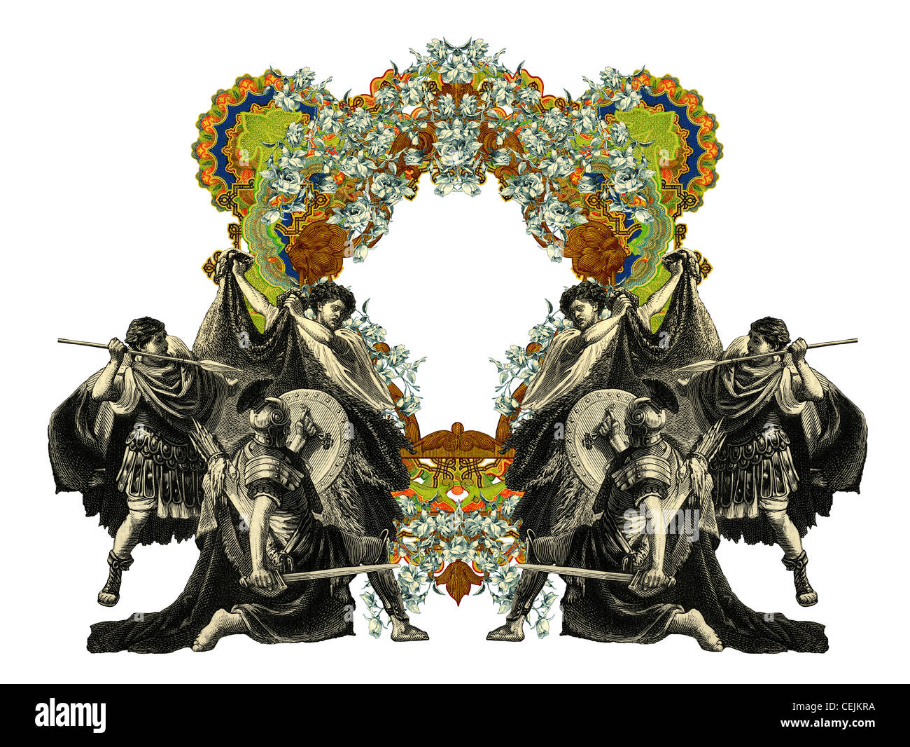 Luxurious Victorian frame with gladiator and bull Stock Photo - Alamy