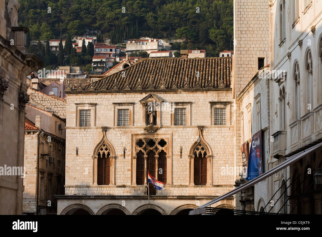 The Sponza Palace showing detail of the Venetian Gothic Windows and ...
