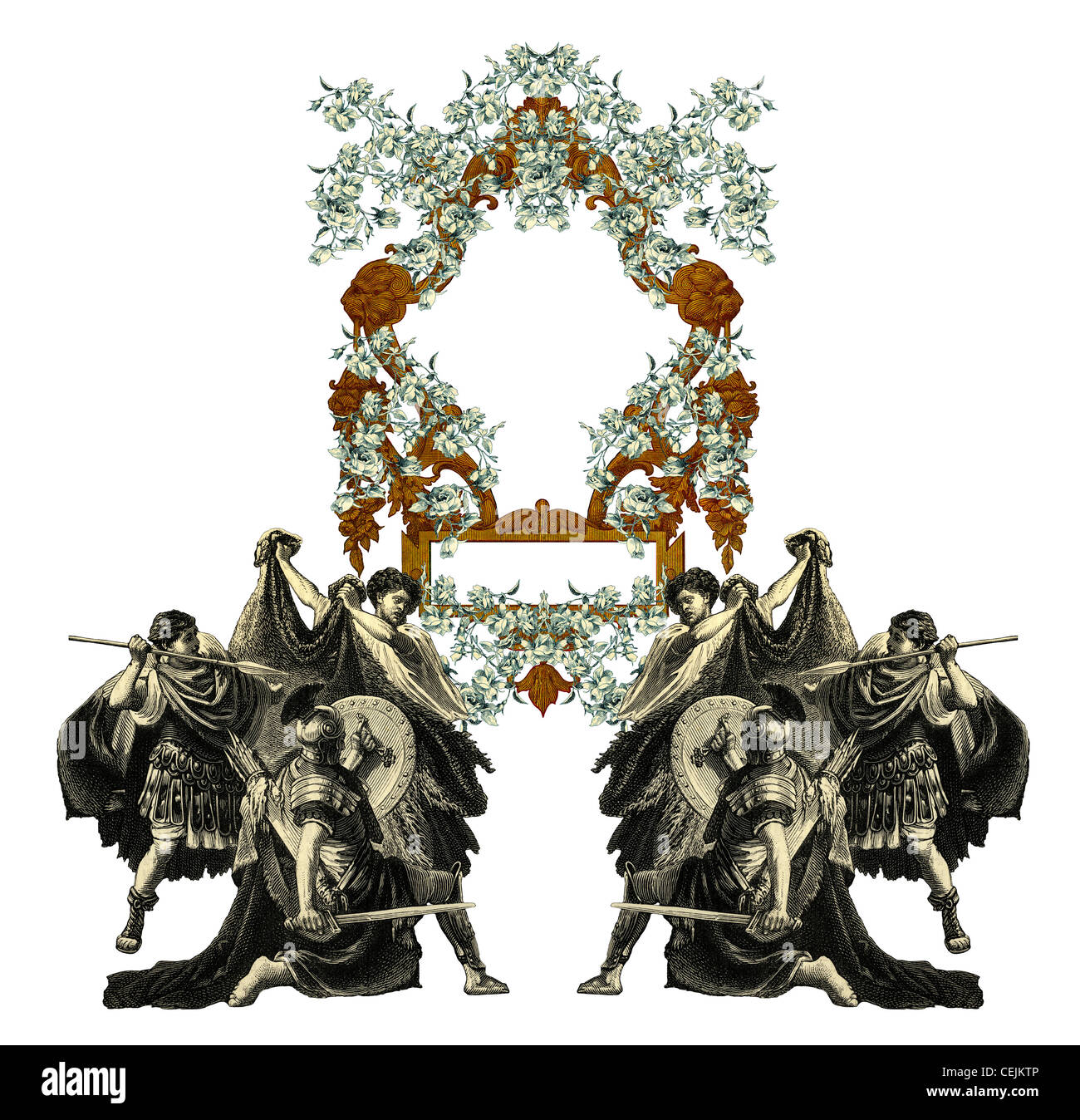 Luxurious Victorian frame, with a gladiator Stock Photo - Alamy