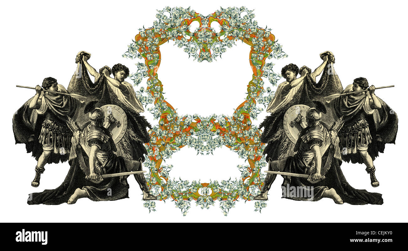 Luxurious Victorian frame, with a gladiator Stock Photo - Alamy