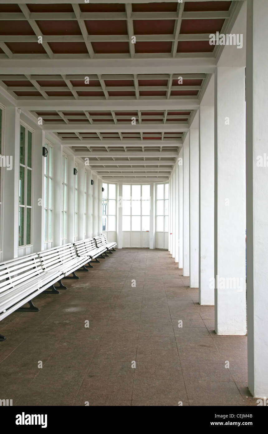 White corridor with columns Stock Photo - Alamy