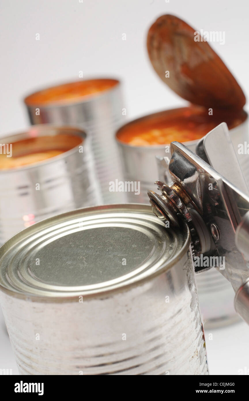 Years Of The Tin Can A still life image of a group of opened pasta tins ...