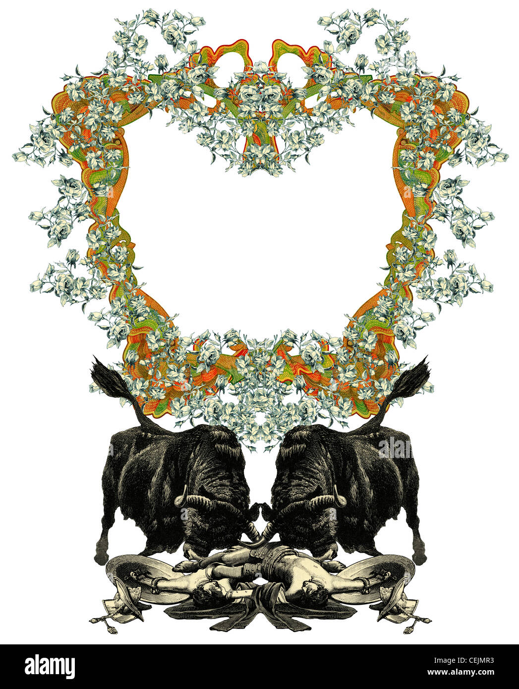 Luxurious Victorian frame with gladiator and bull Stock Photo - Alamy