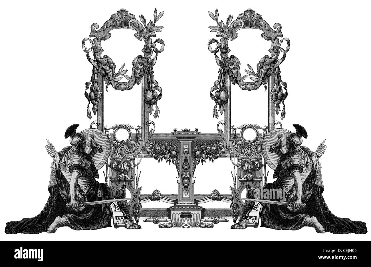 Luxurious Victorian frame, with a gladiator Stock Photo - Alamy