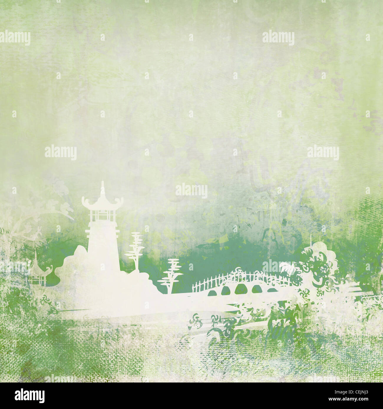 old paper with Asian Landscape Stock Photo - Alamy