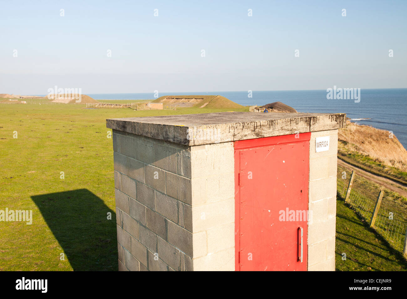An old military firing range at Whitburn on the North East coast, UK ...