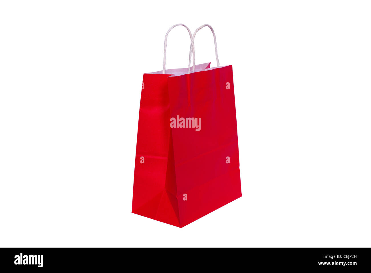 Red paper bag ready for shopping isolated on white background Stock ...