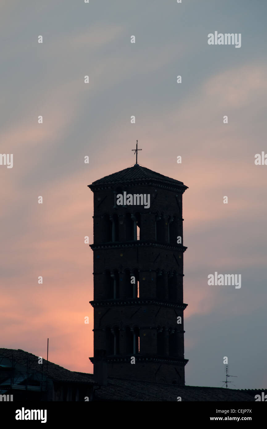 Roman building silhouetted at sunset Stock Photo - Alamy