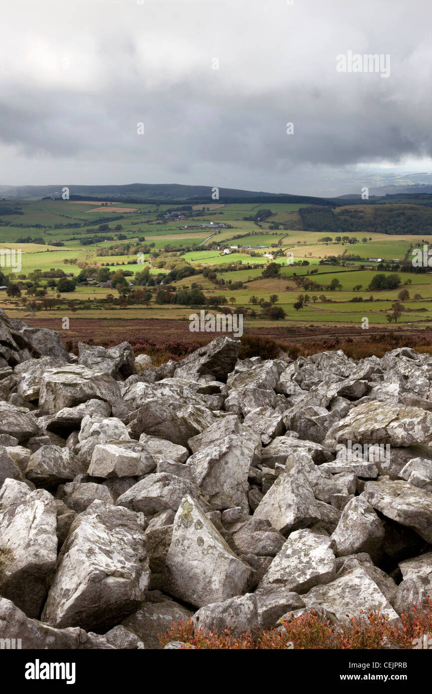 Quartzite rocks on the Stiperstones National Nature Reserve, Shropshire ...