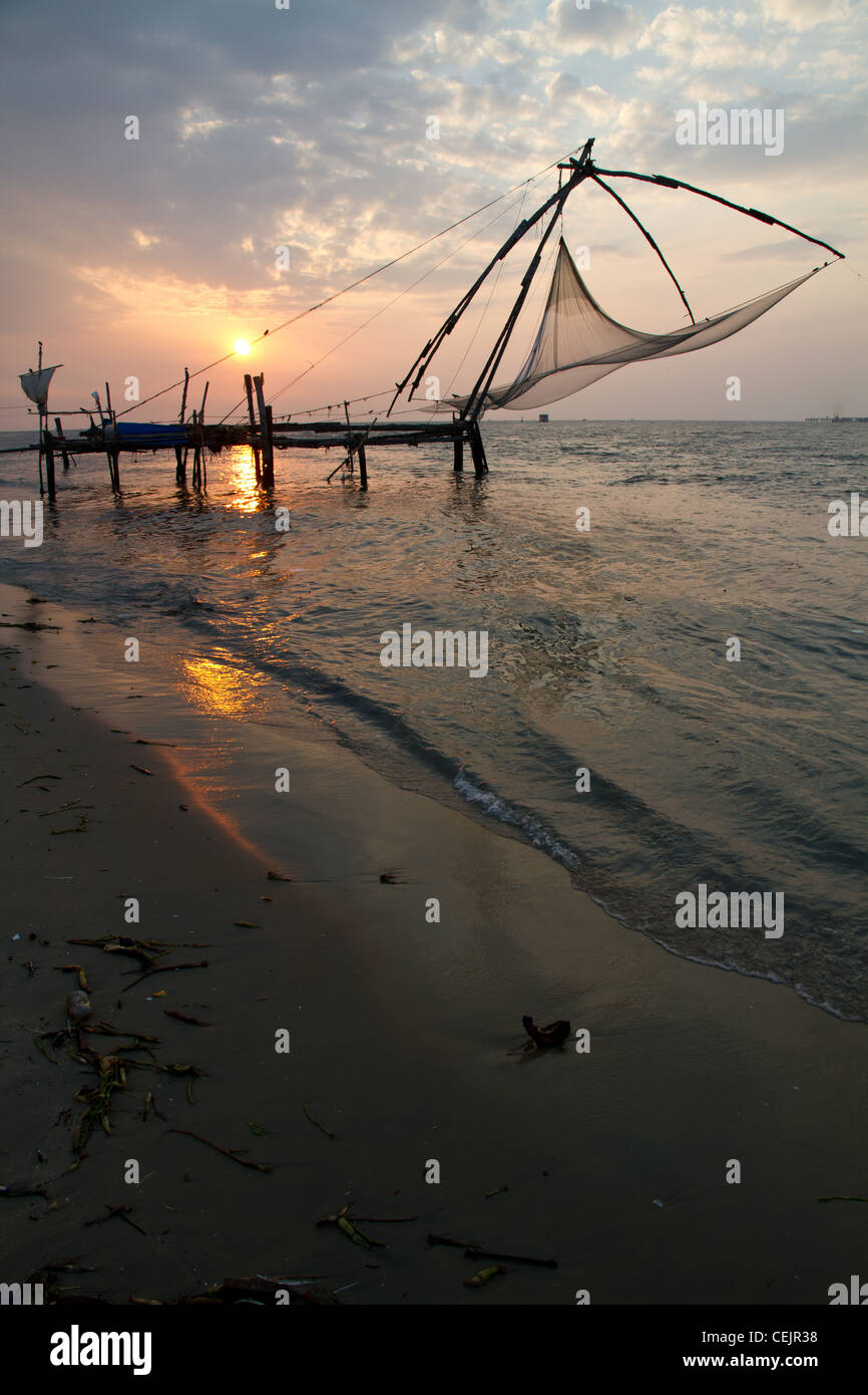 fishnets in cochin, kerala, india Stock Photo - Alamy