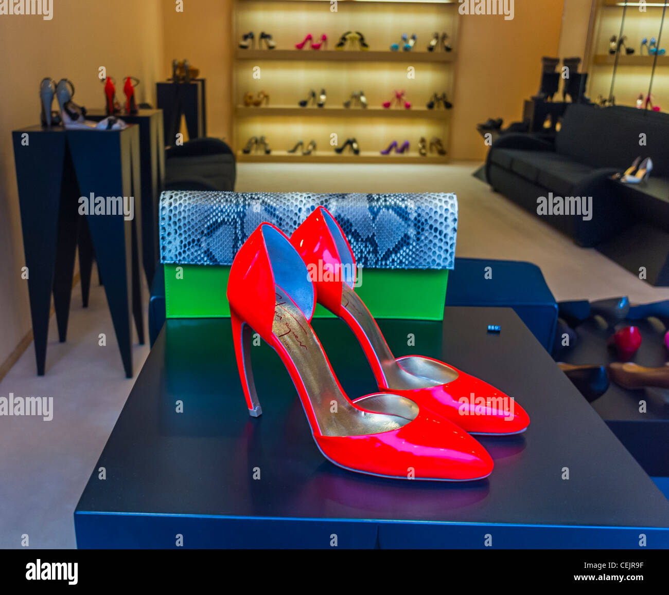 Paris, France, Close up, red designer heels, Trendy Luxury Fashion ...