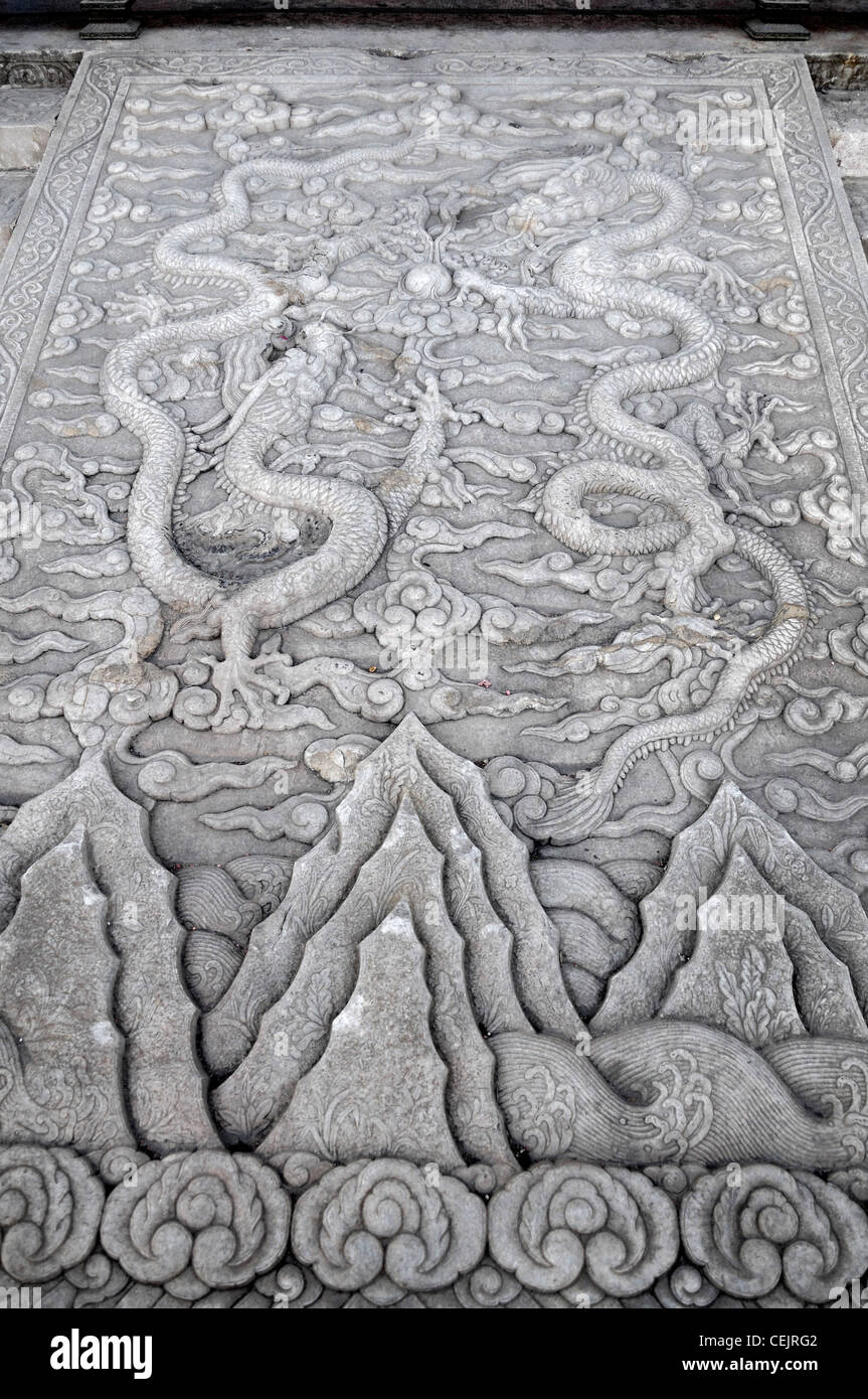 marble slab dragon carving Forbidden City China Beijing Palace Museum ...