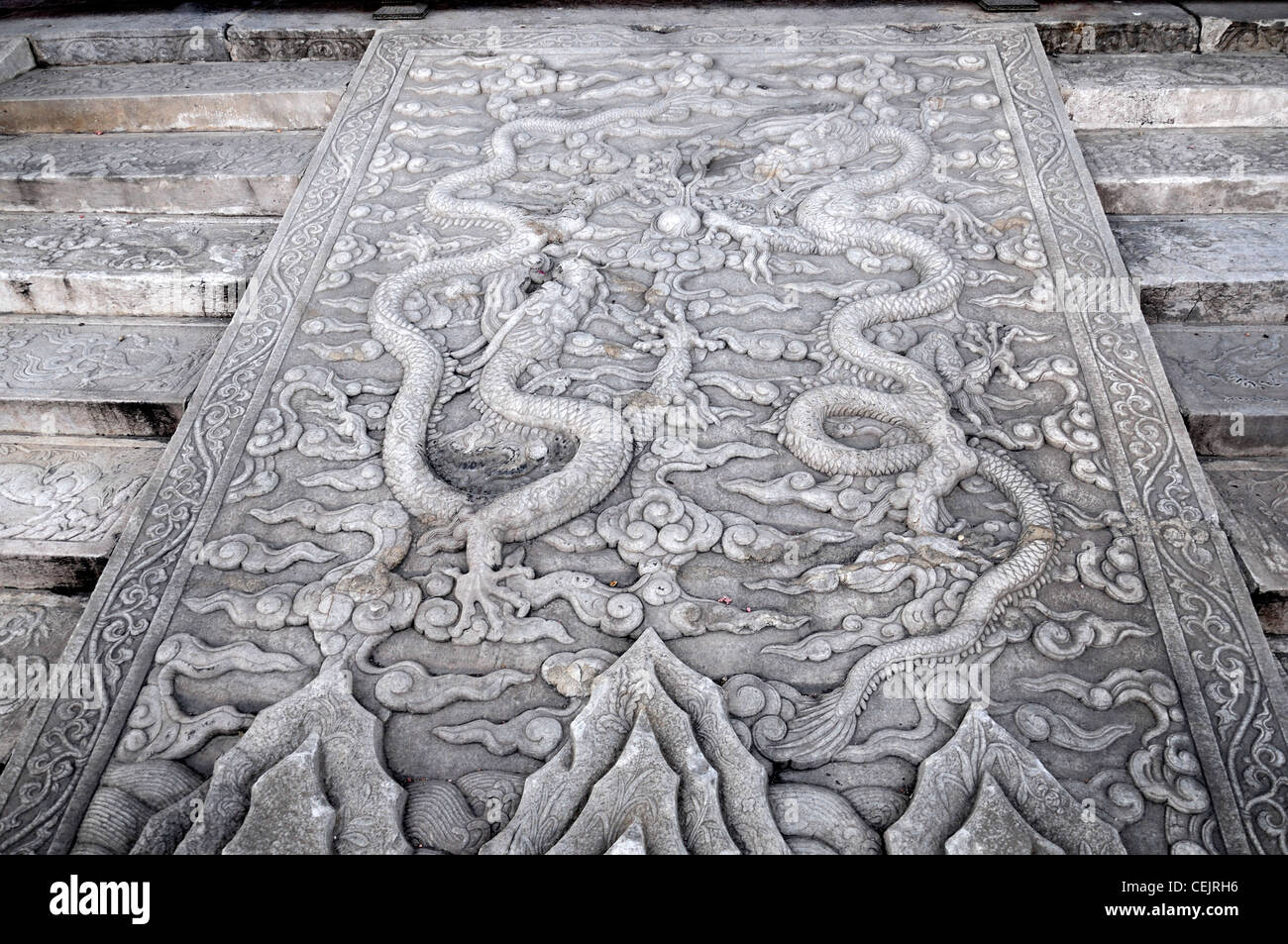 marble slab dragon carving Forbidden City China Beijing Palace Museum ...