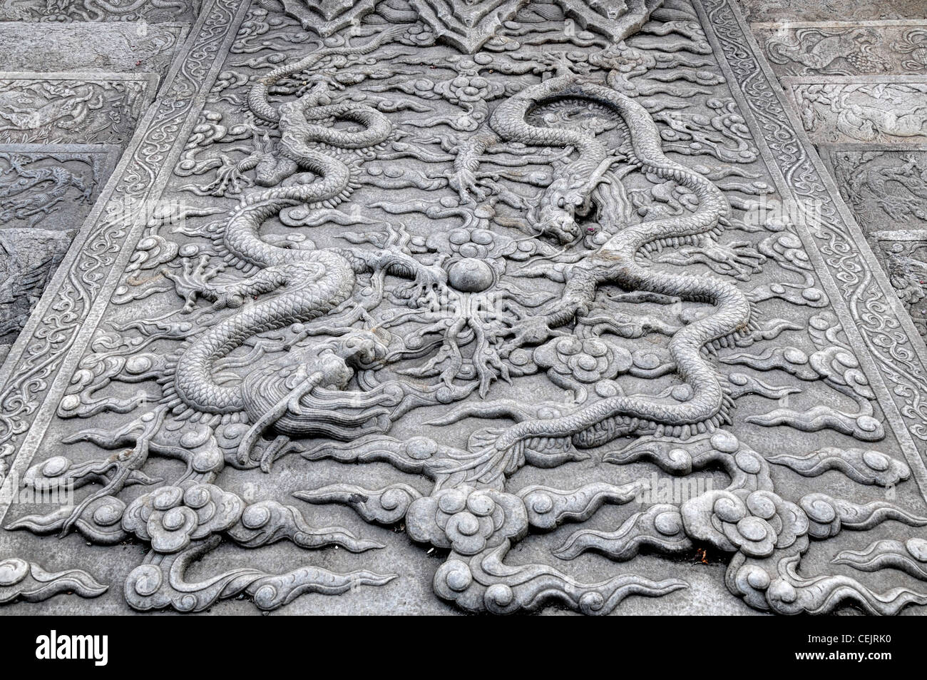 marble slab dragon carving Forbidden City China Beijing Palace Museum ...