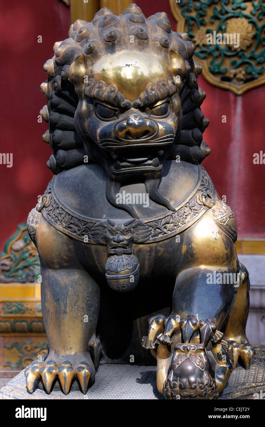 Bronze female Lion Statue Forbidden City China Beijing Palace Museum ...