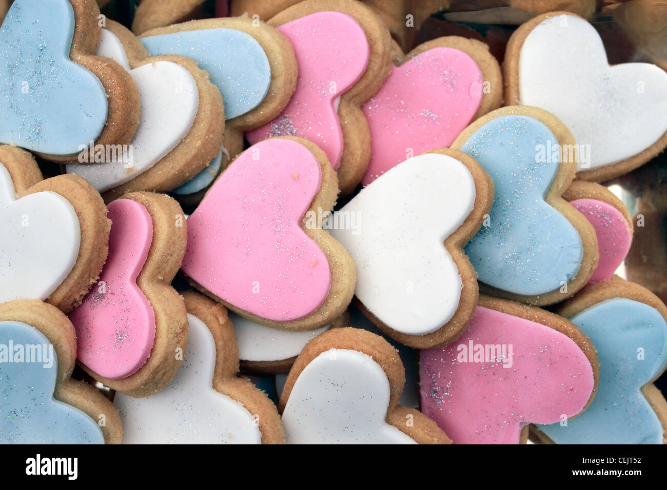 Heart shaped biscuits on a plate Stock Photo - Alamy