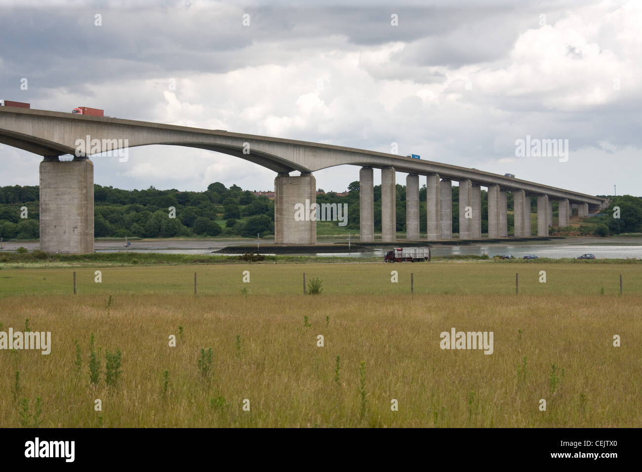 The Orwell Bridge,Suffolk, opened in 1982 and carries the A14 over the ...