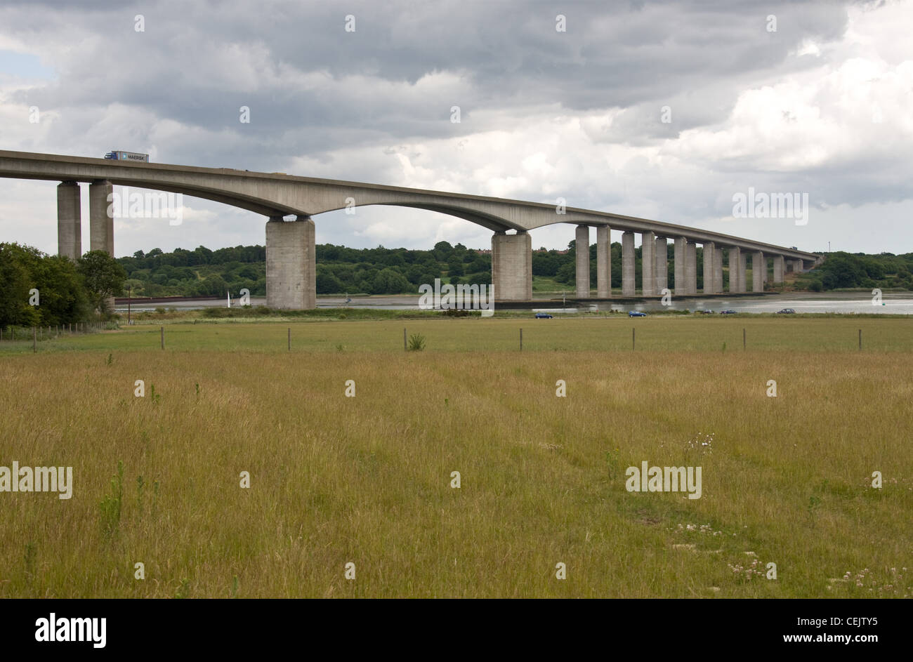 The Orwell Bridge,Suffolk, opened in 1982 and carries the A14 over the ...