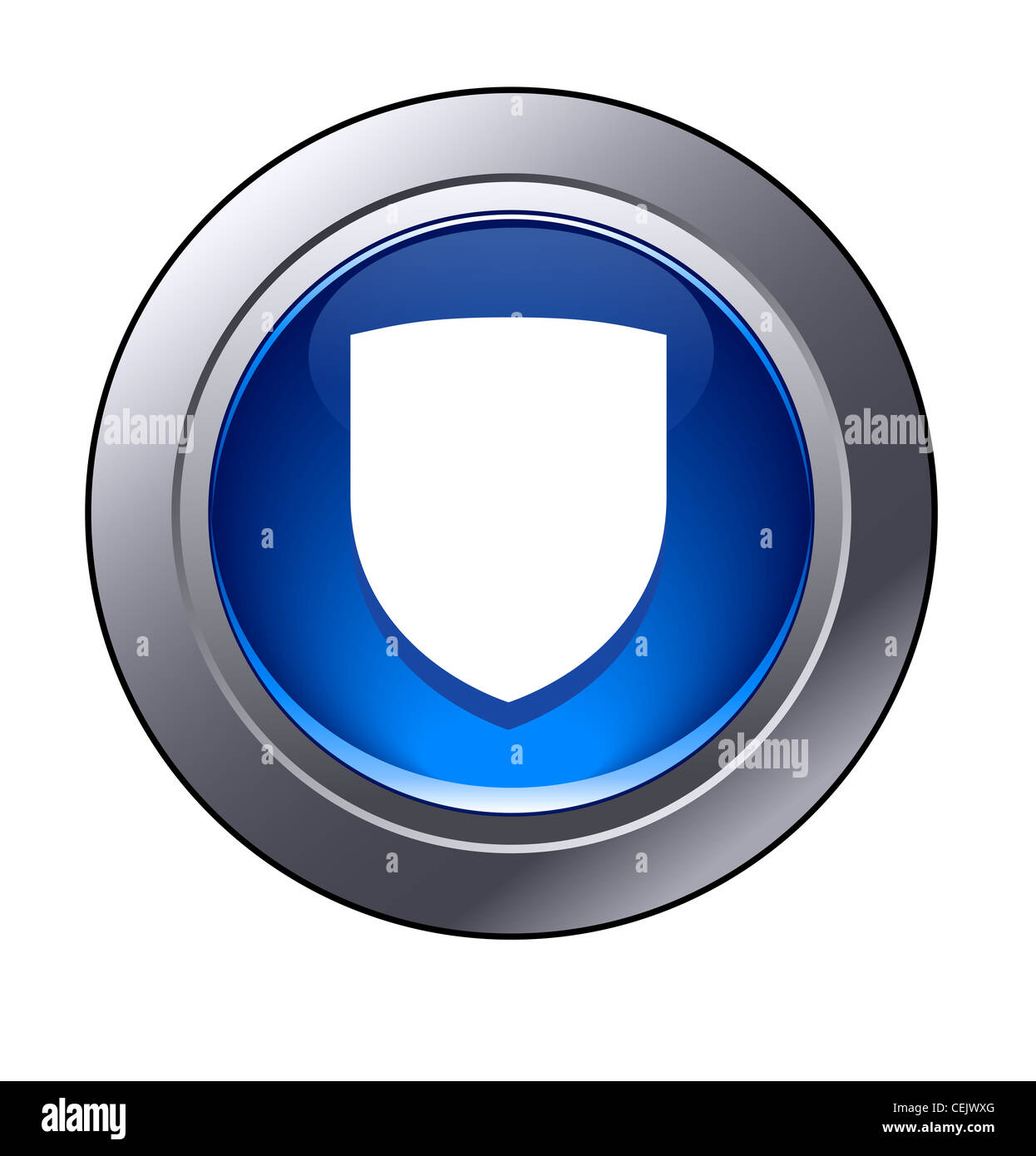 Shield protection Internet button Icon apps Stock Photo - Alamy