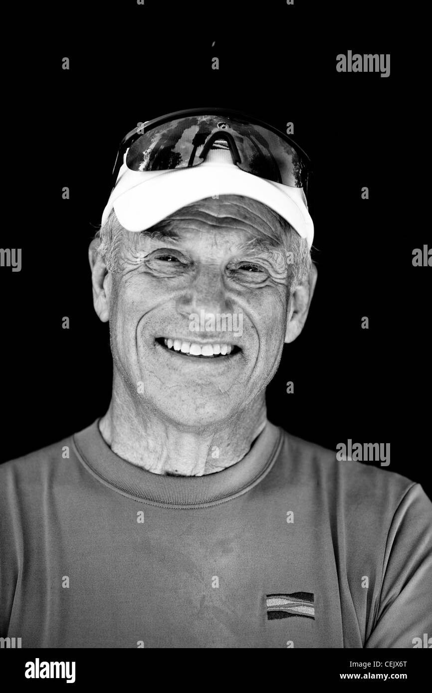 John Edison poses for portrait after rowing practice at Lake Casitas in ...