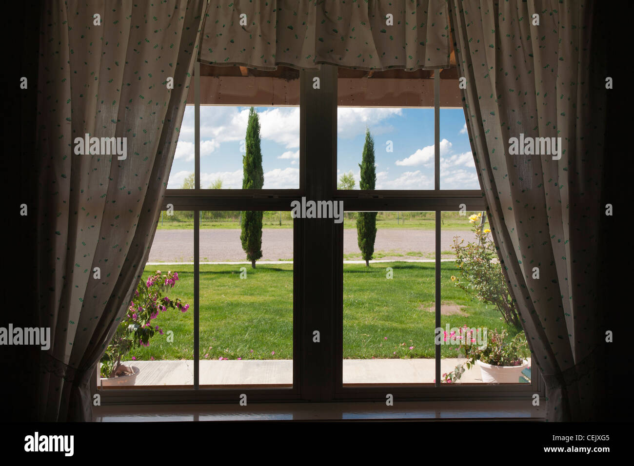View of a window from the interior of a house in Chihuahua, Mexico ...