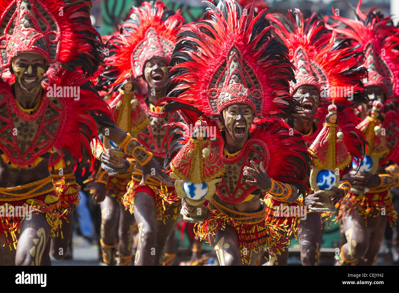 Tribal dancers,Dinagyang festival 2012,Iloilo City,Philippines Stock ...