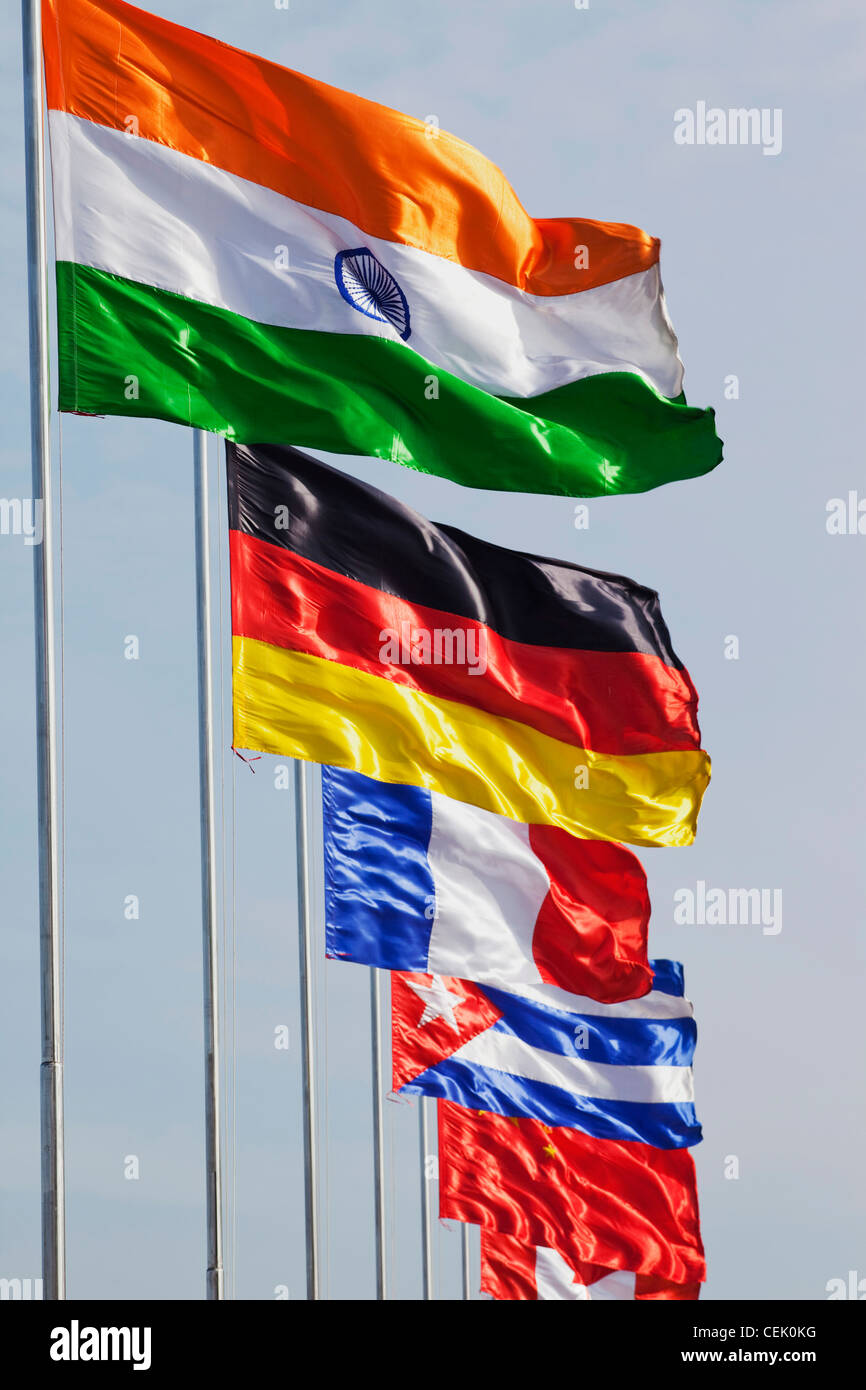 Group people flags different countries hi-res stock photography and ...