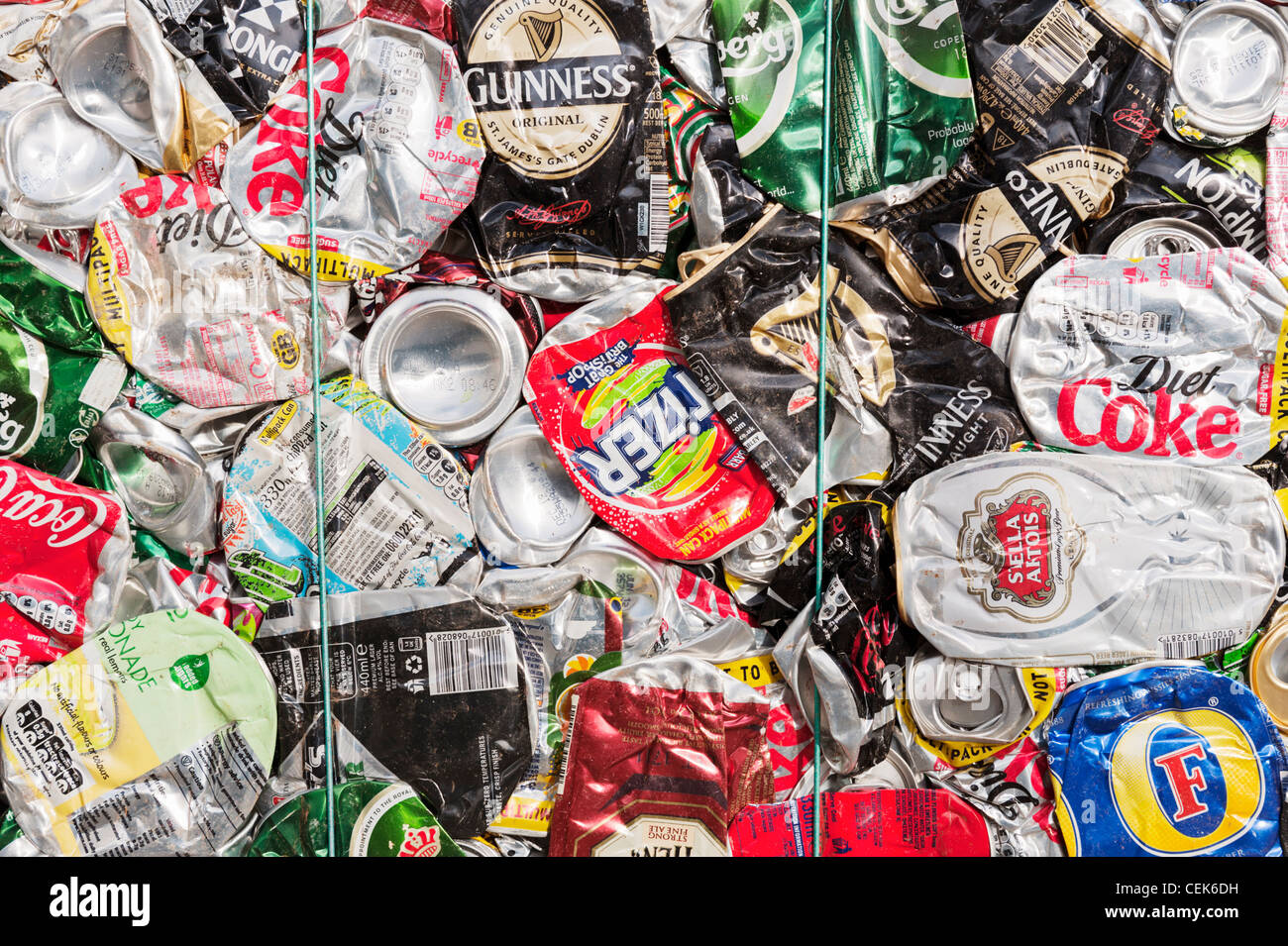 aluminum (aluminium) drinks cans crushed into bales for recycling Stock ...