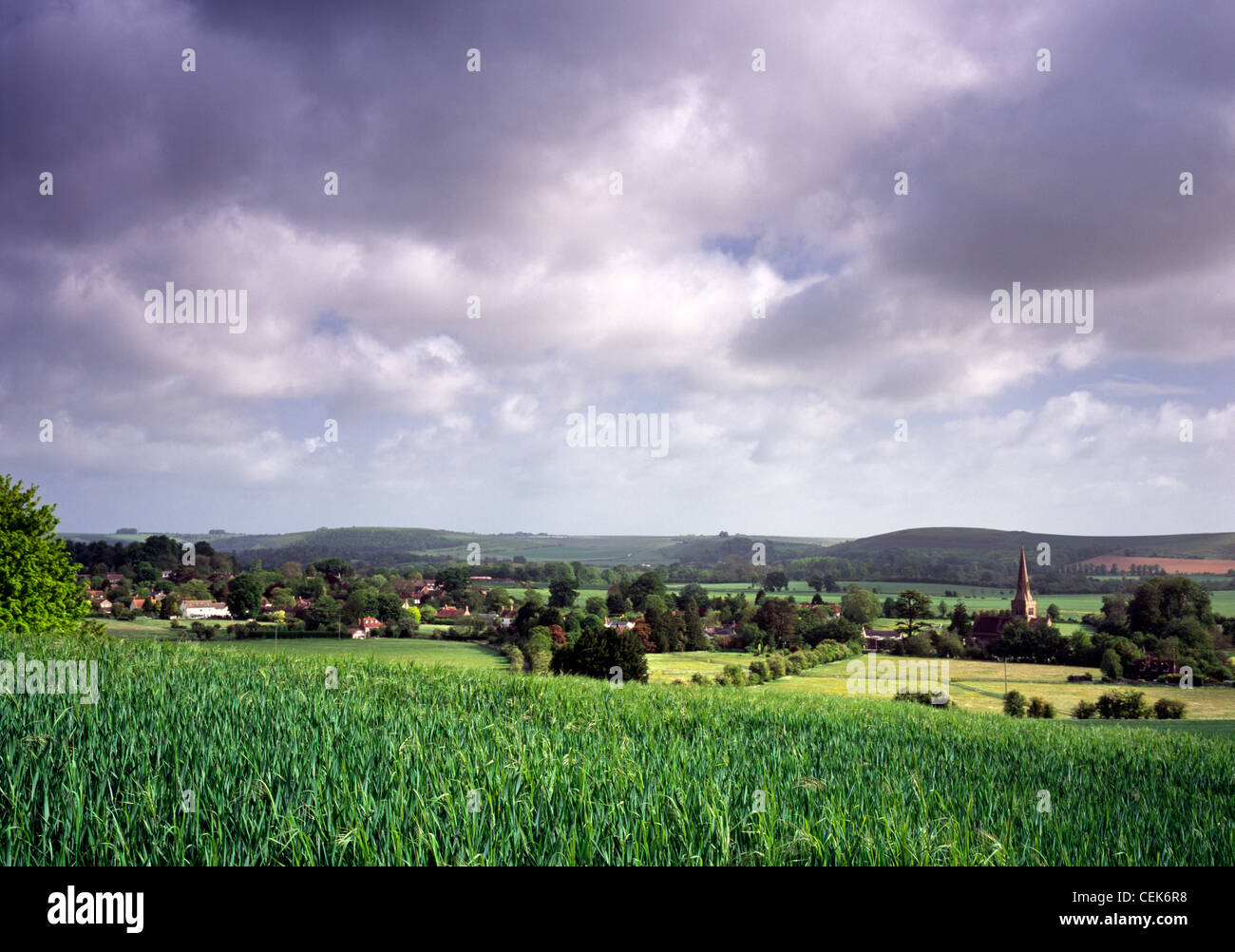 The village of Sutton Veny in the Wylye Valley, Wiltshire, England ...