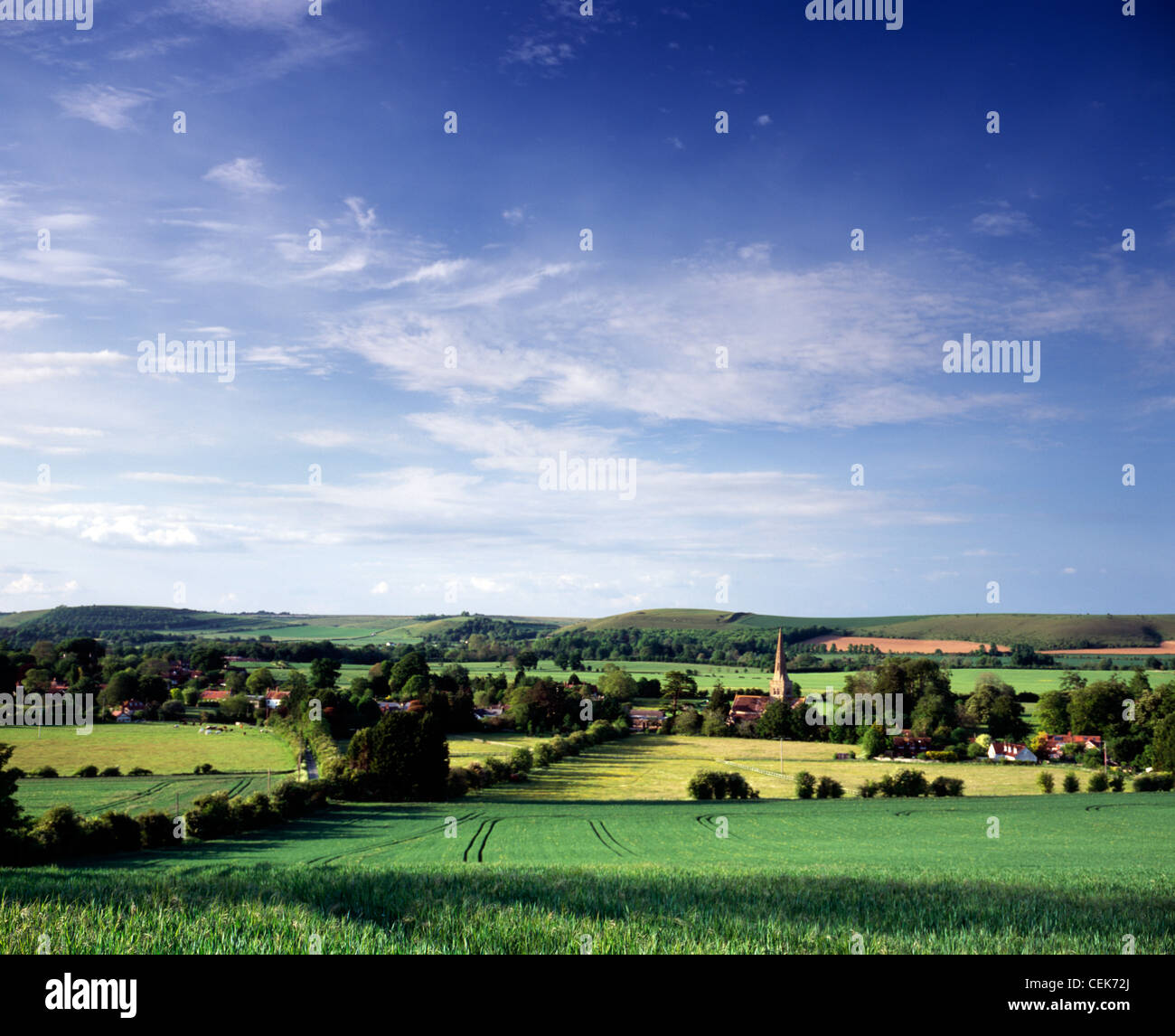The village of Sutton Veny in the Wylye Valley, Wiltshire, England ...