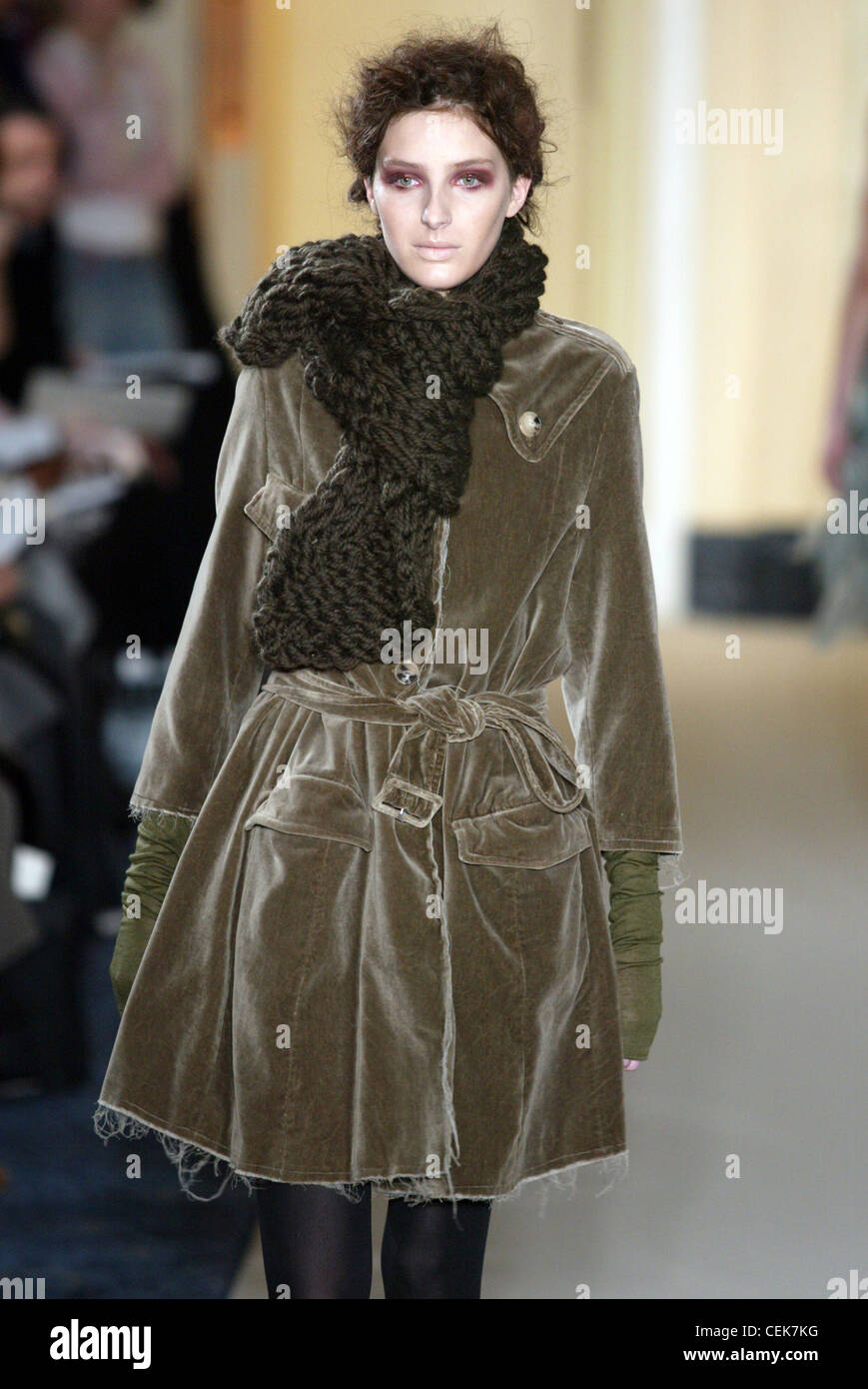 John Rocha London Autumn Winter Model curly brunette hair off face ...