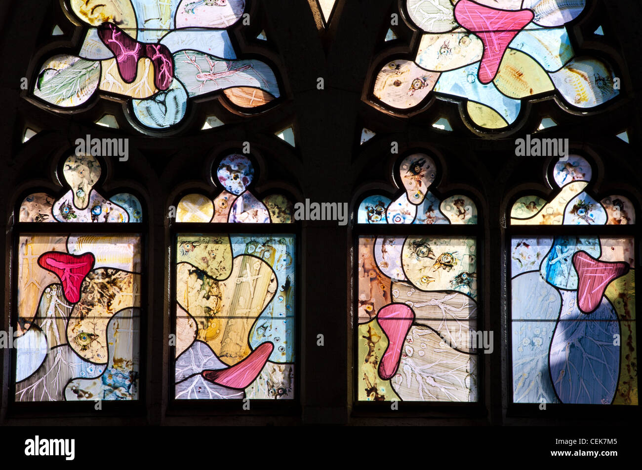 multicolored stained glass window of a church Stock Photo - Alamy