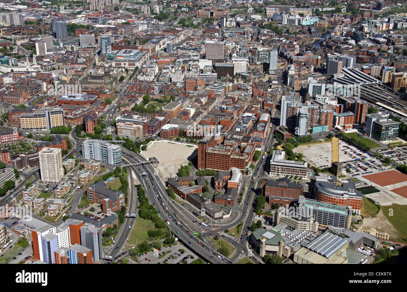 Aerial image of Leeds city centre from the west Stock Photo - Alamy