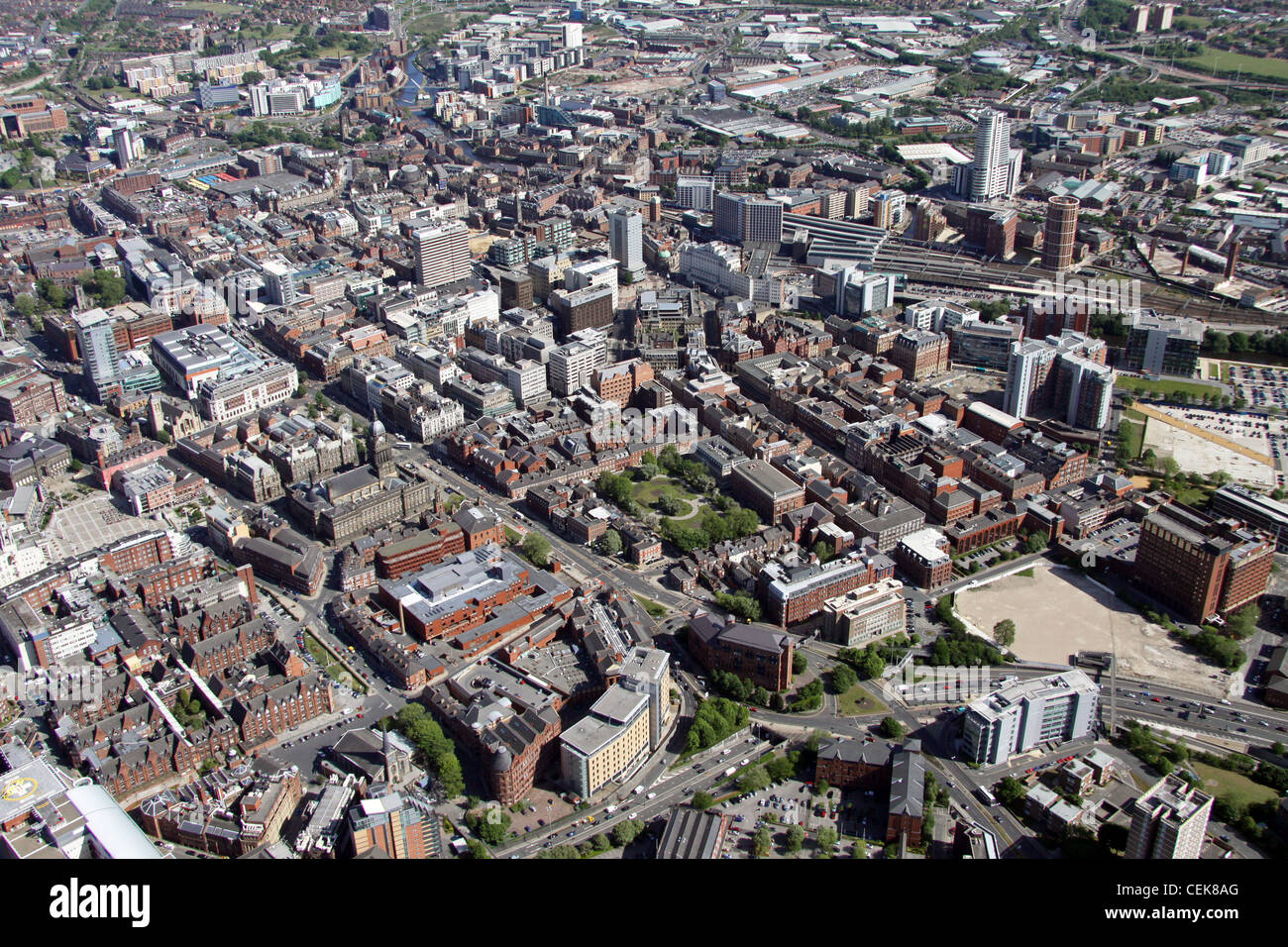 Aerial image of Leeds city centre from the west Stock Photo - Alamy
