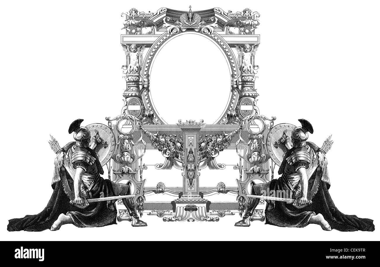 Luxurious Victorian frame, with a gladiator Stock Photo - Alamy