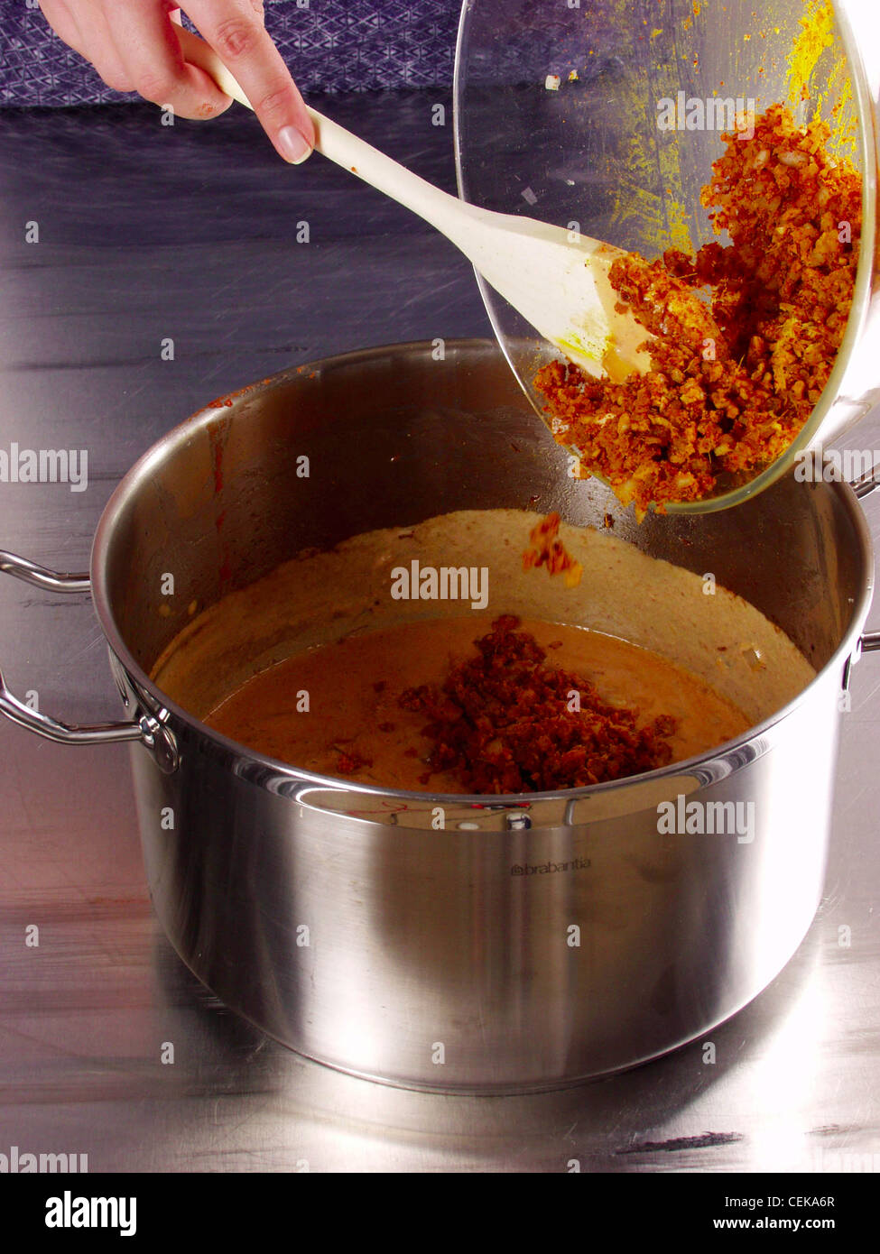 Step by Step Rogan Josh Stock Photo - Alamy