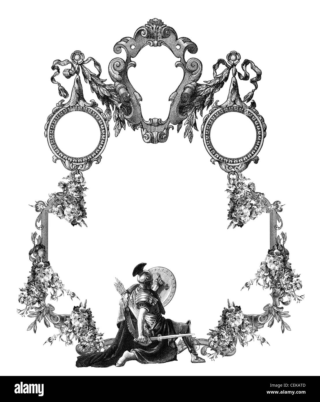 Luxurious Victorian frame, with a gladiator Stock Photo - Alamy